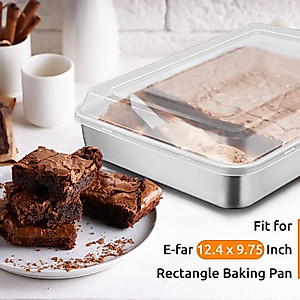 E-Far Rectangle Bakeware Lid, 2-Pack Plastic Food Storage Replacement Cover Set, Fits for E-far 12⅓ x 9¾ x 2 Inch Sheet Cake Baking Pan
