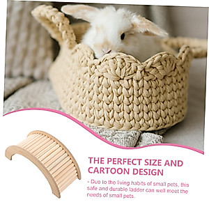 HEALEEP Hamster Toy Bridge Hedgehog Ladder Hamster Chew Toys Guinea Ramp Chinchilla Climbing Ladder Slide for Hamster Bridge Decor Hamster Accessories Wooden Rabbit Arch Bridge