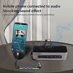 QIANRENON USB C Docking Station, USB 3.0 Hub with 3.5mm Audio Headphone + Microphone Jack Hub Digital & Audio Hub USB C 3.0 Multiport OTG Allocator for Computer Smart Phone