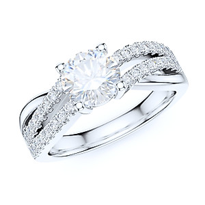 PRSTANI Sterling Silver Women's Crisscross Ring 1CT Round Brilliant Genuine Moissanite Infinite Twisted Engagement Ring (3)