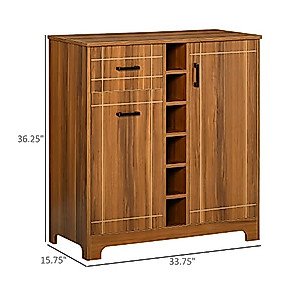 HOMCOM Retro Wine Cabinet for 6 Bottles, Wine Rack Sideboard Serving Bar with Glass Holders and 1 Drawer, Brown