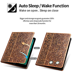 Gexmil Case for iPad 7.9 Inch Mini 4/5, with Pencil Holder,applies Cowhide Folio Cover for iPad Mini 4 Genuine Leather case (Pattern-Brown)