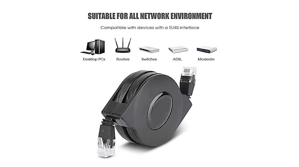 FOSA CAT6 Ethernet Cable 2m - High-Speed Retractable LAN Cable