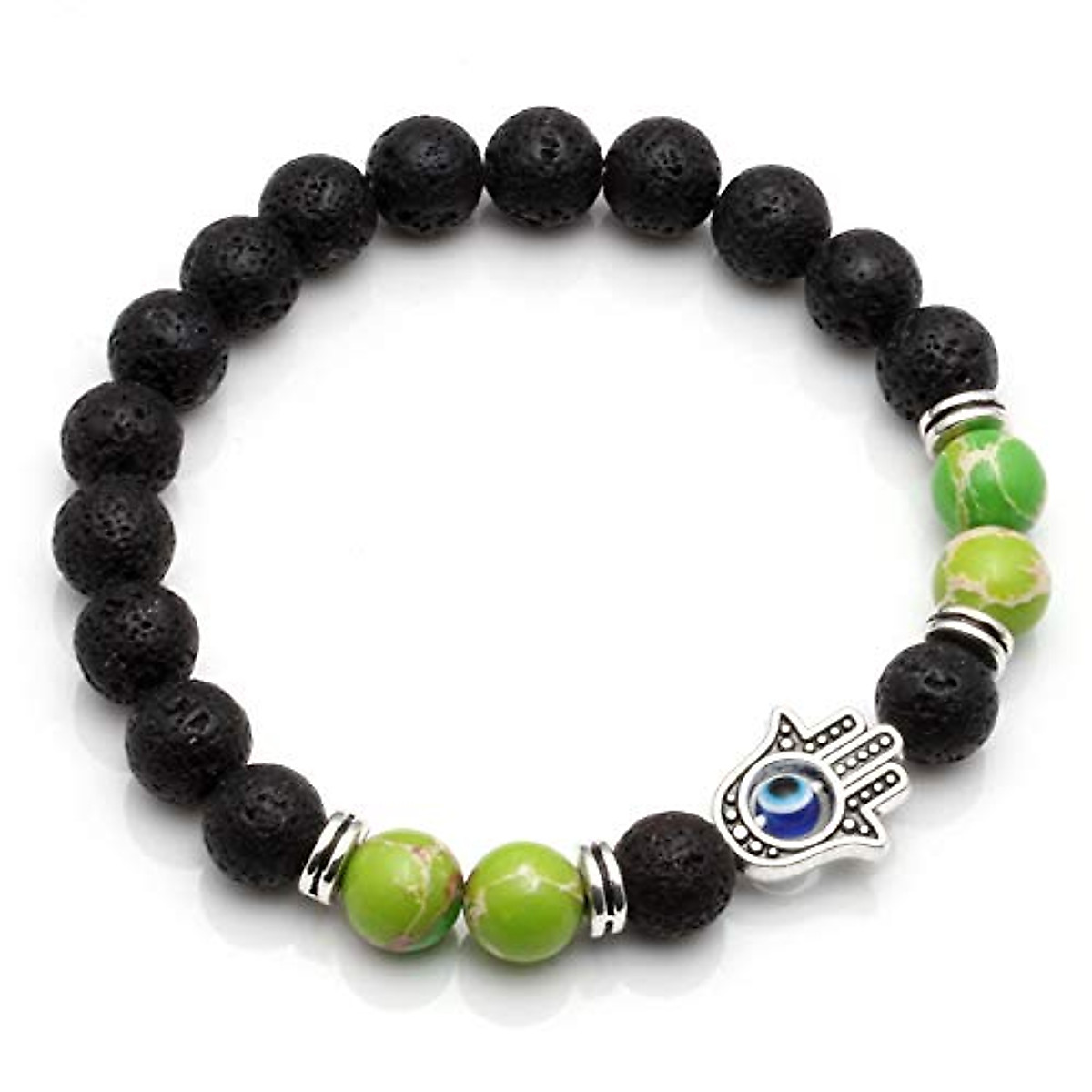 MILAKOO 7 Pcs Evil Eye Bracelet Lava Stone Beads Essential Oil Diffuser Bracelet for Men Women