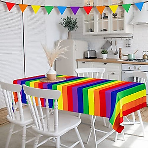 DYLIVeS 4 Pack Rainbow Tablecloth, Carnival Pride Tablecloth Disposable Plastic Rectangle Rainbow Tablecover for Holiday Pride Party Anniversary Birthday Party Decoration Supplies, 54 x 108 Inch
