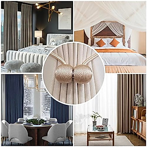 Magnetic Curtain Tiebacks 2 PackRope Decorative，Curtain Tie Backs Holdbacks Holders Hooks Clip Buckles for Curtains Drapes, Curtain Ties for Home Bedroom Office Decorative Curtain (Black)