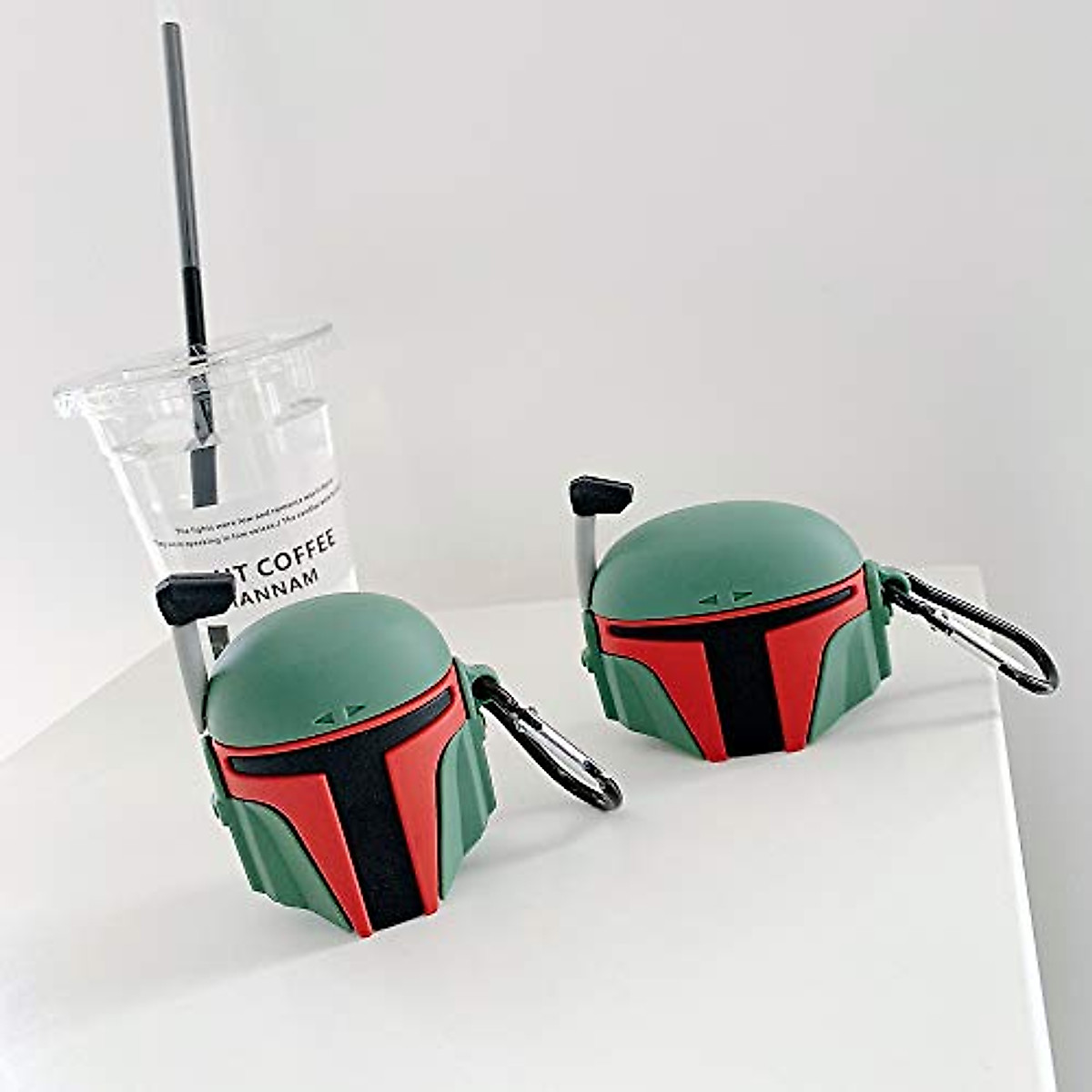 VARWANEO Earphone Case for AirPods 1&2, 3D Popular Cute Mandalorian Boba Fett Silicone Design, Soft Silicone Portable&Shockproof Airpods Cover, for Apple Airpods 2&1 Charging Case (Boba Fett)