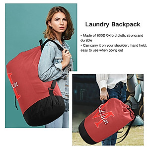Red Personalized Nylon Travel Laundry Bag for Luggage Custom Dirty Clothes Organizer with Drawstring Closure & Shoulder Straps Dirty Clothes Shoulder Bag for College Dorm Apartment Factories