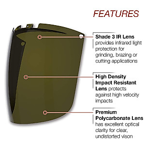 Lincoln Electric OMNIShield Replacement Faceshield Lens | Shade 3 IR | High Density | KP3758-1
