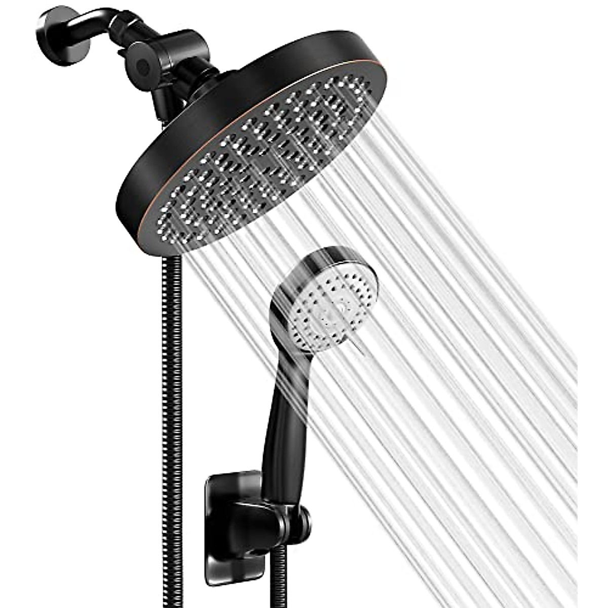 Shower Head With Handheld Combo, 6 Inch High Pressure Rainfall Showerhead With Hand Held 70 Inch Hose for Bath - Adjustable Swivel Shower Head Spray Anti-leak Nozzles - Universal Fit