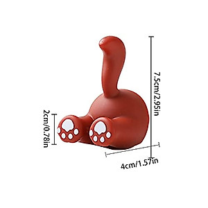 3 Pack Decorative Cartoon Adhesive Hook, Animal Tail Hooks for Wall, Self Adhesive Razor Toothbrush Plug Cable Shave Holder Waterproof for Bathroom, Utility for Hanging Towel Keys (Red)