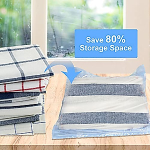 Vacuum Storage bags, 10pcs Space Saver Bags for clothes, Pillows, Blankets, etc. Includes 2 Jumbo, 2 Large, 2 Medium and 4 Hand-Rolled Travel Storage Sealer Bags - With Hand Pump