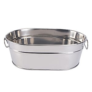GANAZONO Galvanized Metal Mini Tub Metal Ice Beverage Tub Wine Beer Bottle Bucket Bar Snacks Container Farmhouse Planter for Home Kitchen Wedding Parties Silver
