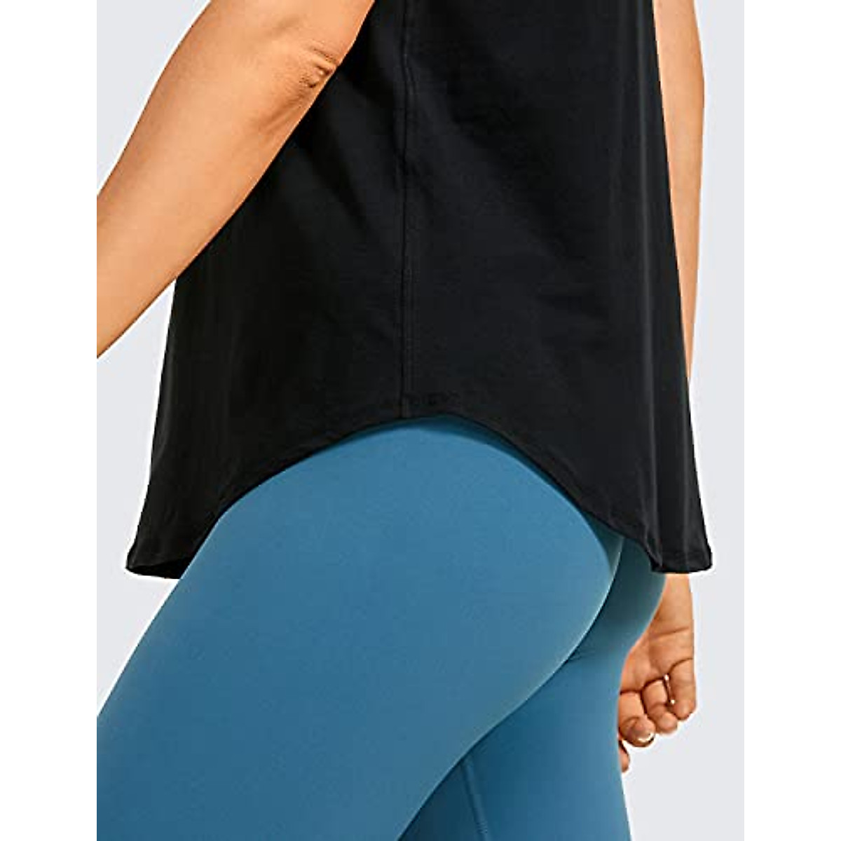 CRZ YOGA Women's Racerback Workout Tank Tops Loose Fit - Soft Pima Cotton Athletic Yoga Shirts Lightweight Black Small