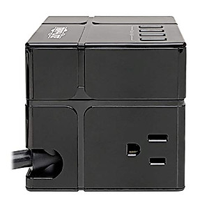 Tripp Lite 3 Outlet Surge Protector with USB, Detachable Wall Outlet Surge Protector, 6 USB Ports, 6 ft. Cord, 540 Joules, Black, TLP366CUBEUSBB