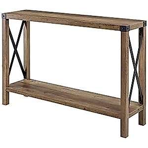 Walker Edison Sedalia Modern Farmhouse Metal X Entry Table, 46 Inch, Rustic Oak