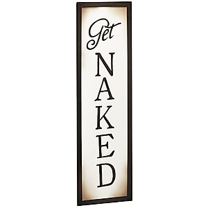 The Lakeside Collection Galvanized Metal Get Naked Bathroom Wall Sign - Novelty Restroom Decor