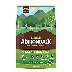 Adirondack Dog Food Made in USA [Limited Ingredient Grain Free Dog Food], All Life Stages Dry Dog Food, Turkey and Lentils Recipe, 25 lb. Bag