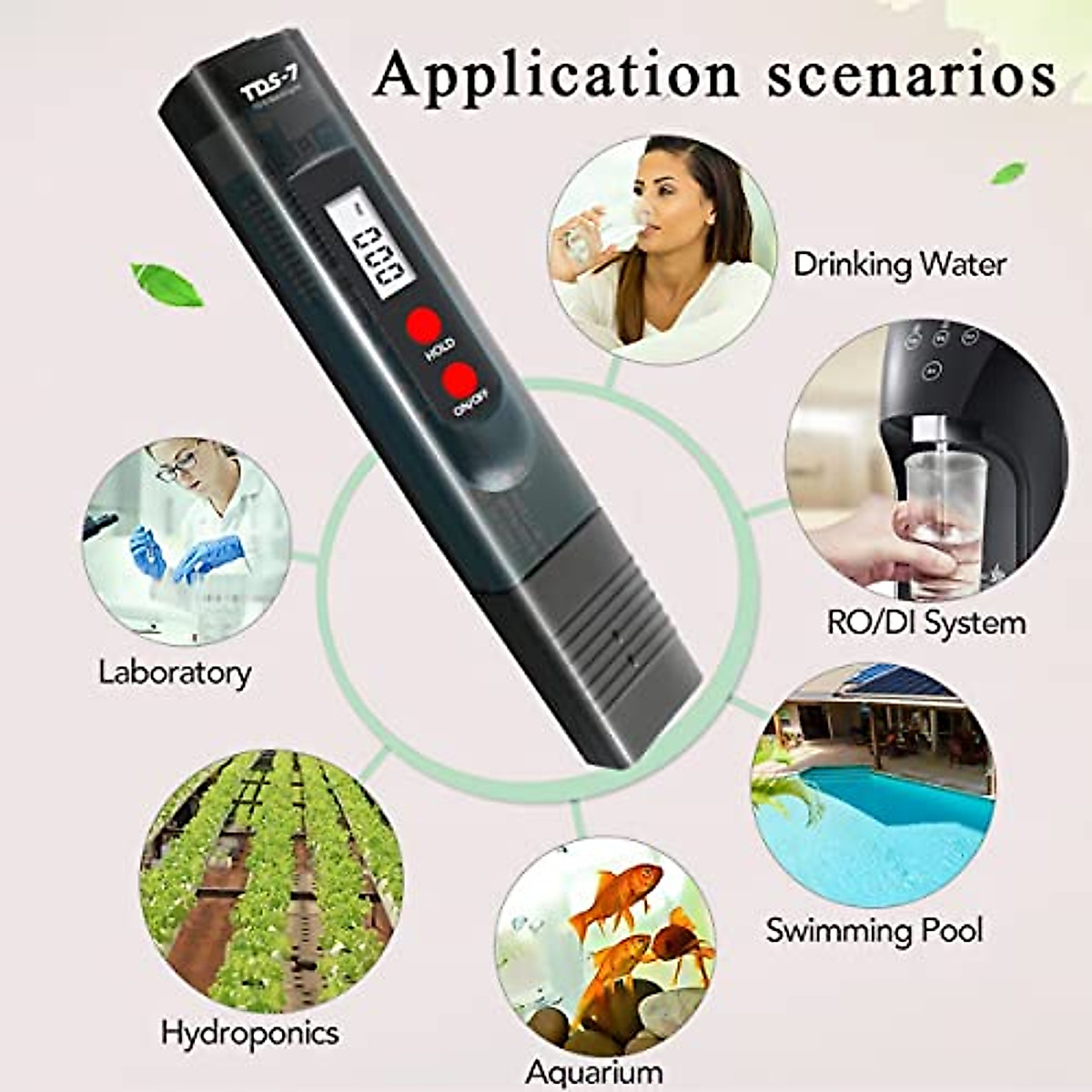 REALEGO TDS Meter, Backlight Water Tester with 0-9990 PPM Measurement Range Portable for Hydroponics, Swimming Pools, Household tap Water Quality Testing (Translucent)