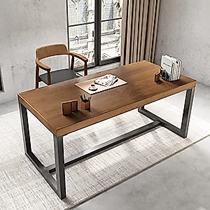 Sihtengxxhongs Solid Wood Computer Desk Modern Home Office Thick Desk 55 Inch Long Writing Table PC Workstation