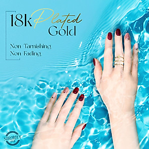 Sorority Shop Phi Mu Stacking Ring Set - Adjustable Rings with 18k Gold Plating