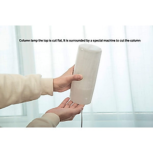 AMOYSTONE White Selenite Electric Lamp Natural Gemstones Crystals Light 3-4 lbs with Cord and Led Bulb Cylindrical 7"