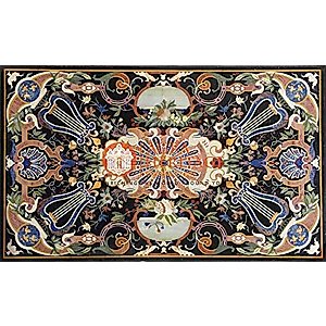 Marble Dining Center Inlay Table Top Marquetry Inlay Home Decor |65"x47"
