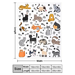Cute Cat Blanket Animals Pet Pattern Gifts for Cat Lovers Kawaii Soft Lightweight Flannel Throw Blankets for Kids Adults 50"X40"