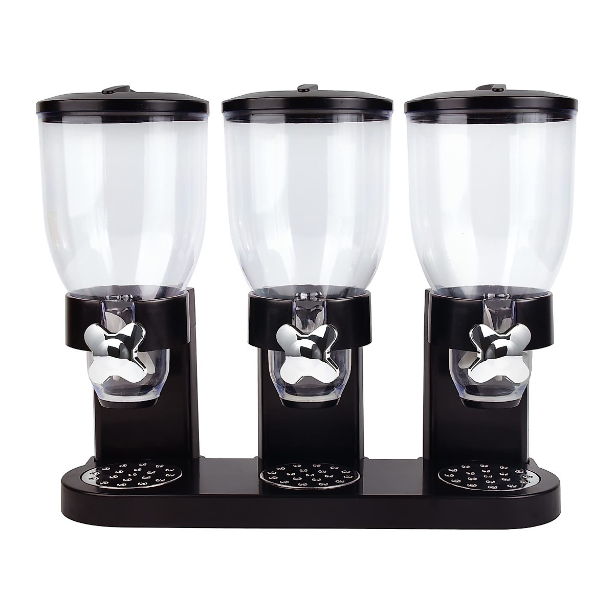 Sishynio Cereal Dispenser for Countertop, Dry Food Dispenser 2L Capacity, Triple Compartment, Airtight Food Storage Container for Rice, Cereal, Nuts