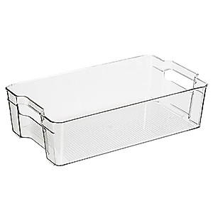 Oggi Clear Stackable Storage Bin for Fridge, Freezer and Pantry, 14.75" x 8.5" x 3.75"