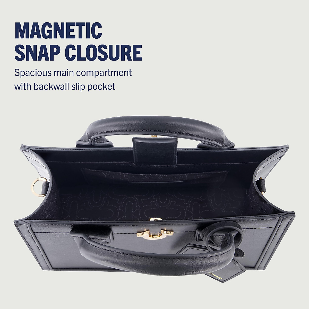 True Religion Tote, Women's Medium Travel Bag with Adjustable Strap and Horseshoe Logo, Black