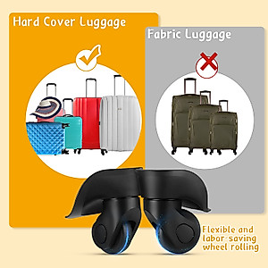 Silkfly 4 Pcs Luggage Wheels Replacement Travel Suitcase Caster Wheels Mute Bearing Swivel Wheel with Screw Replacement Left and Right Wheels for Luggage