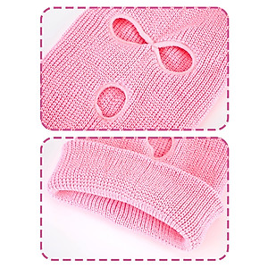 Blulu 4 Pieces Warm Full Face Cover Ski Winter Mask Balaclava Knit Full Face Mask for Men Women Outdoor Sports(Pink, Light Blue, Light Purple, Rose Red)