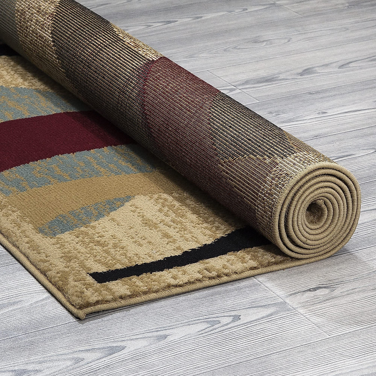 Ottomanson Jute Back Royal Collection Low Pile Rug, 5 ft 3 in x 7 ft, Beige