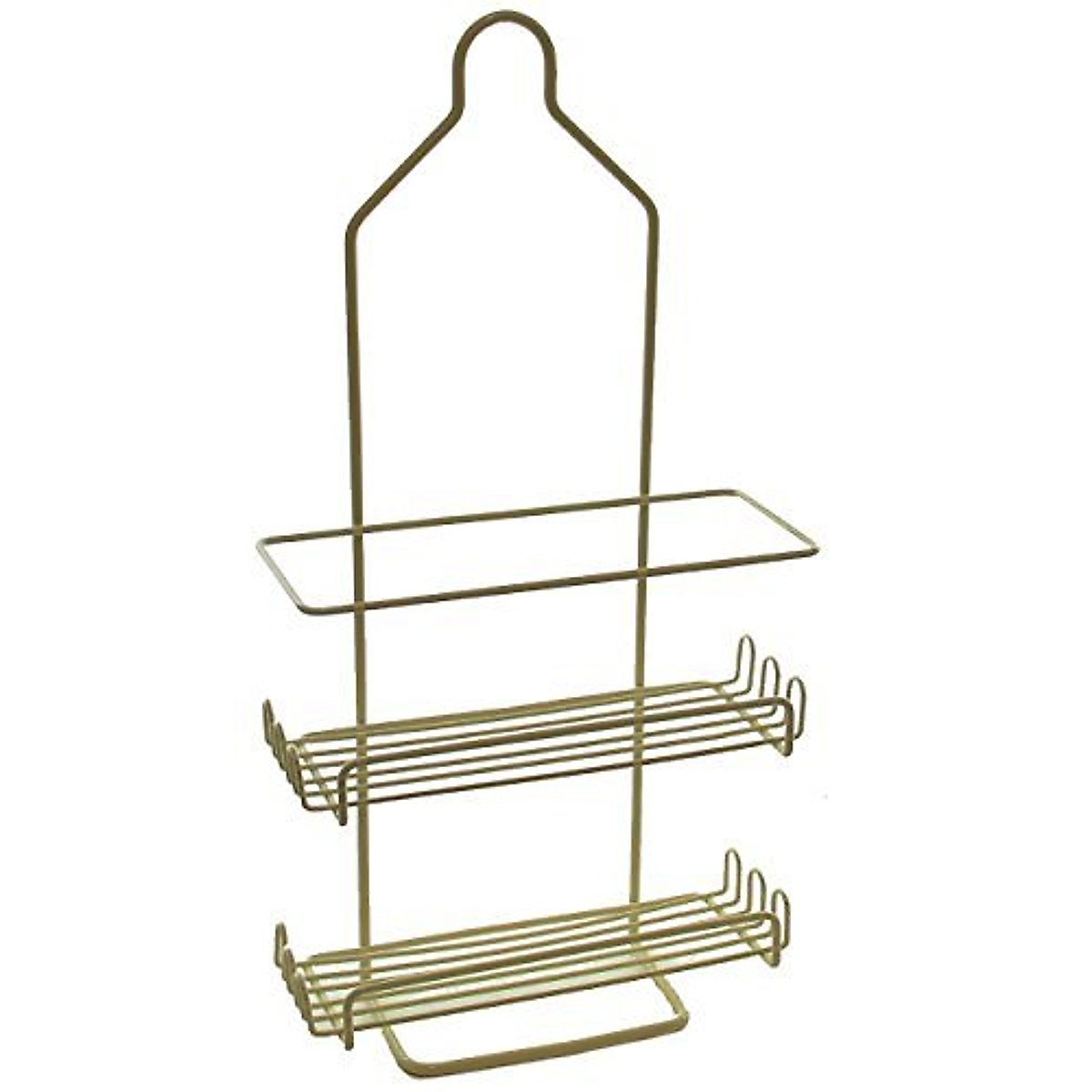YBM Home Hanging Shower Caddy with 2-Tier Shelves and Hooks for Shampoo, Conditioner, and Soap, Towels, Razors and More - 1, Beige