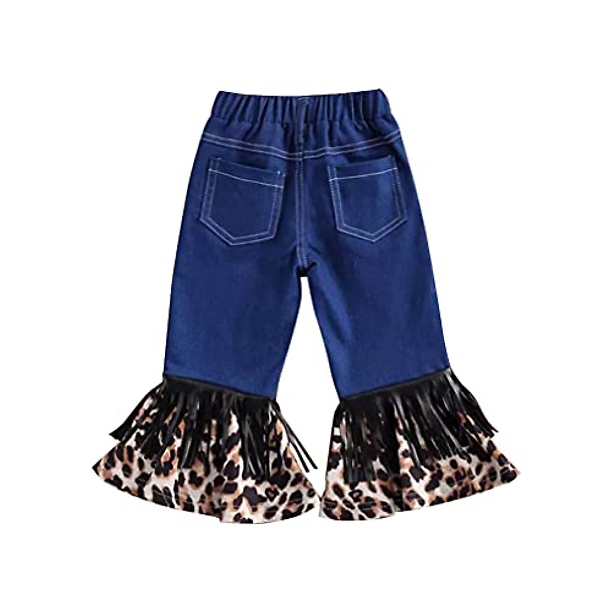 YEAHDOR Toddler Baby Bell Bottoms Baby Girls Ruffle Leggings Flare Skinny Denim Jeans Pants Dark Blue 18-24 Months