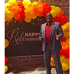 Avezano Happy Retirement Backdrop Black and Gold Glitter Photo Background Retirement Party Decorations Glitter Lights Congrats Retirement Photo Booth Prop (8x6ft)