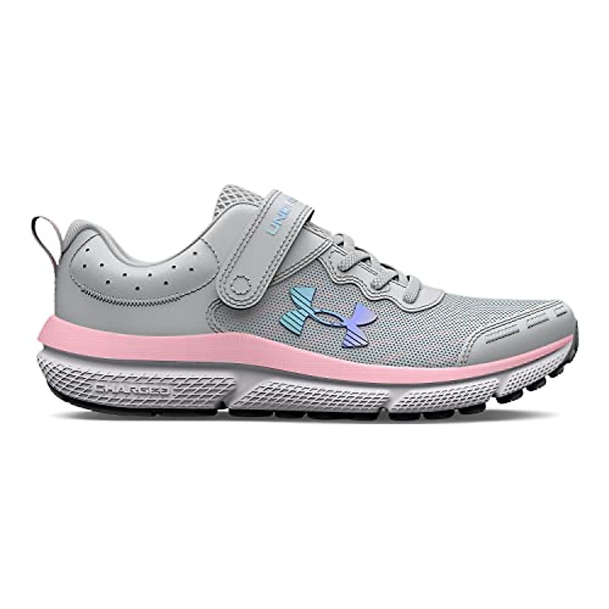Under Armour Girls' Pre School Assert 10 Alternate Closure, (100) Halo Gray/Pink Sugar/Iridescent, 2, US