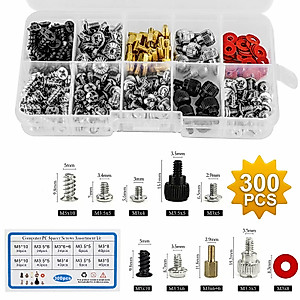 MOOKEENONE 300 Pcs Computer Metal Screws Standoffs Kit for Hard Drive Computer Case Power