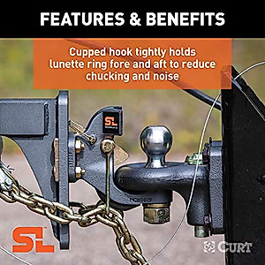 CURT 48411 SecureLatch 2-Inch Ball and Pintle Hitch Hook Combination, 20,000 Pounds, Mount Required