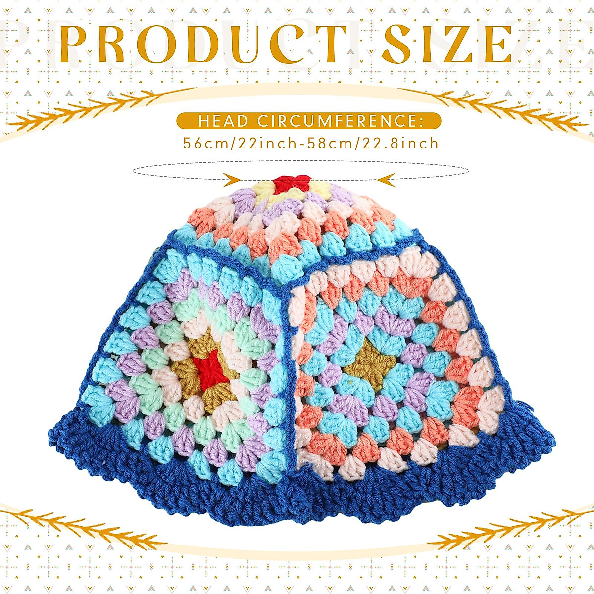 Cutecrop 4 Pcs Crochet Bucket Hat Knitted Bucket Hats for Women Cute Handmade Crochet Beanie Elastic Floral Beanies Cap Fisherman Hat for Traveling