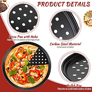 8 Pieces Pizza Pan With Holes 12 Inch Round Pizza Pan Carbon Steel Perforated Non-Stick Tray Tool Pizza Storage Container Nonstick Baking Supplies Home Restaurant Kitchen Steel Crisper Pizza Pan Set