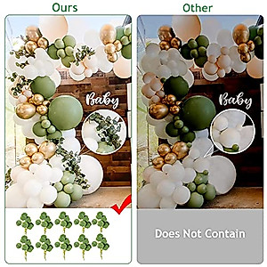Sage Green Balloon Garland Kit - 125Pcs Eucalyptus Garland, Retro Olive Green, Peach White and Gold Latex Balloons Arch Kit for Wedding Birthday, Baby & Bridal Shower Decorations