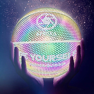 AOZBZ Glow Basketball NO.7 Holographic Basketball Glow in The Dark for Night Sports Kids Gifts, with Ball Bag, Inflator, Ball Needles