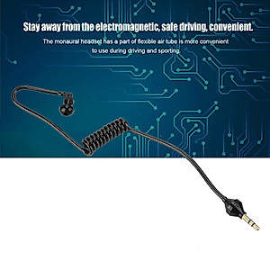 Hakeeta Single Earbud, Ear-Hook Earphone, Wired Earpiece, Spiral air Tube, in Ear, Lightweight, Monaural, Comfortable, Without Microphone, 3.5mm, for MP3 Phone Bluetooth, Black