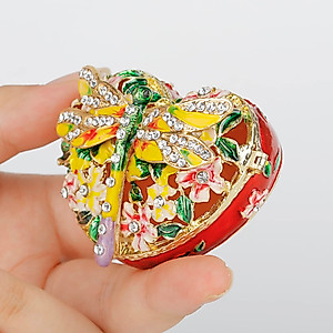 SEVENBEES Bejeweled Dragonfly Figurine Trinket Boxes Hinged Animal Jewelry Boxes for Girls or Women