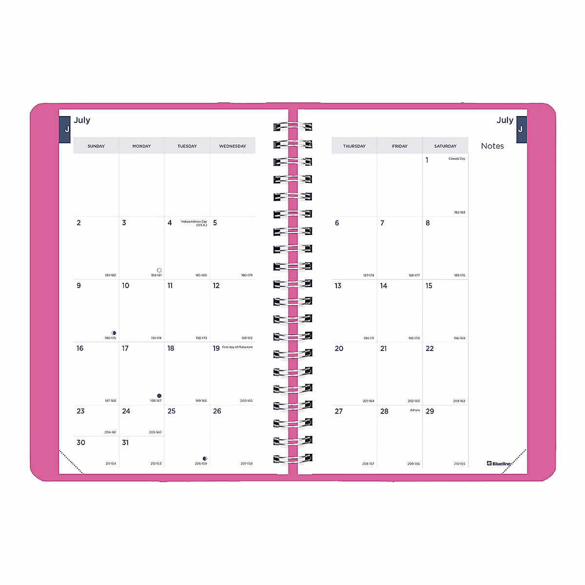 Blueline Essential Academic Weekly/Monthly Planner, 13 Months, July 2023 to July 2024, Twin-Wire Binding, Soft Vicuana Cover, 8" x 5", Bubble Gum Pink (CA101F.01-24)