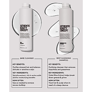Authentic Beauty Concept Bare Cleanser | Fragrance-Free Shampoo | Unscented | Scalp Cleanser for Build Up | For Sensitive Scalp | All Hair Types | Vegan & Cruelty-free | Sulfate-free | 10.1 fl. oz.