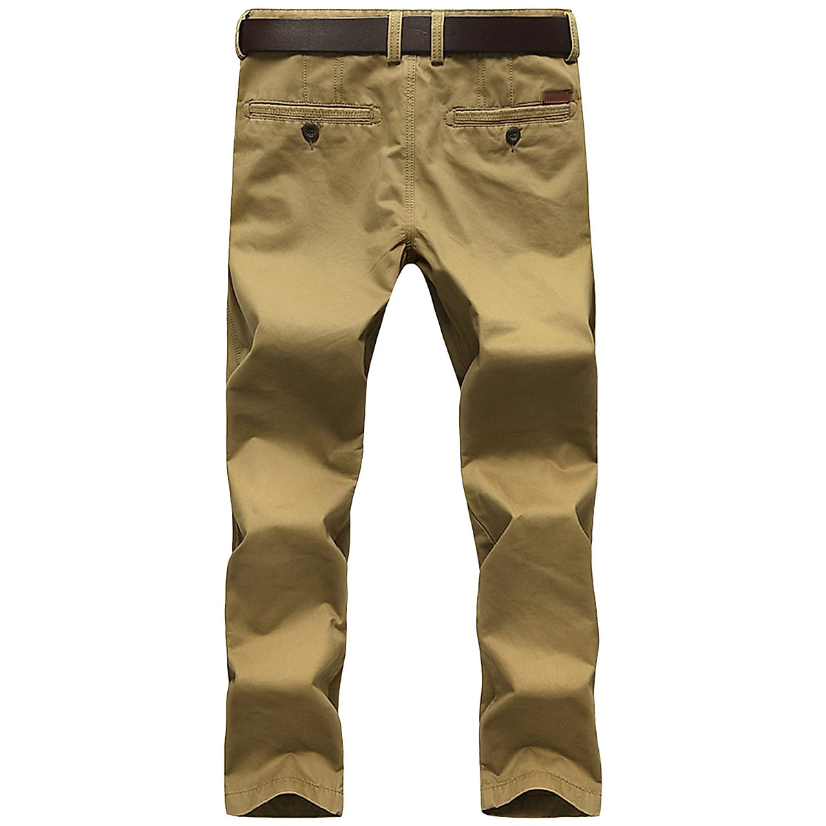 Men Relaxed Fit Casual Cotton Pant Chino Flat Front Classic Straight Pants Lightweight Business Comfort Trousers (Khaki,31)