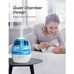Cool Mist Humidifier - 4.5L Ultrasonic Humidifiers for Bedroom, Quiet Humidifier Large Room with 3 Mist Levels, Sleep Mode, Smart Timer, Night Light, All Night Moisture Humidifier for Baby Home Office